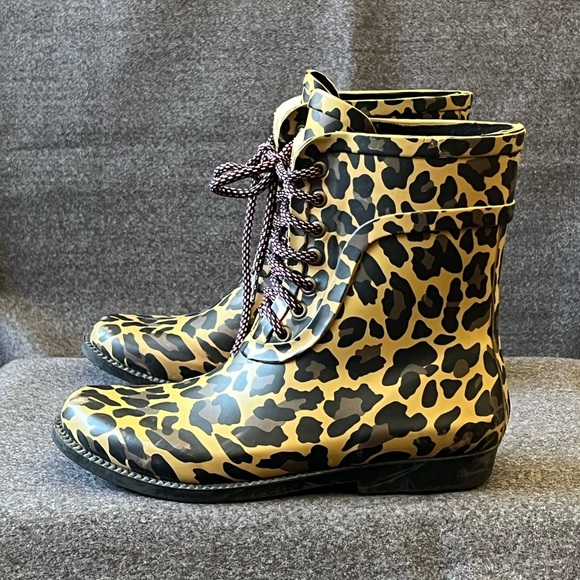 J. Crew | Shoes | J Crew Leopard Print Rubber Duck Boots | Poshmark